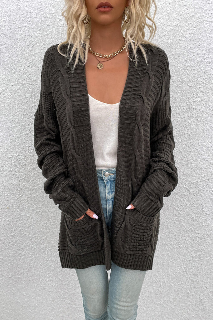 Cable-Knit Open Front Longline Cardigan – Luis Shop